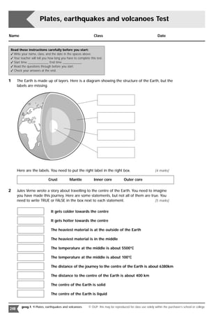 Plate Tectonics Test | PDF