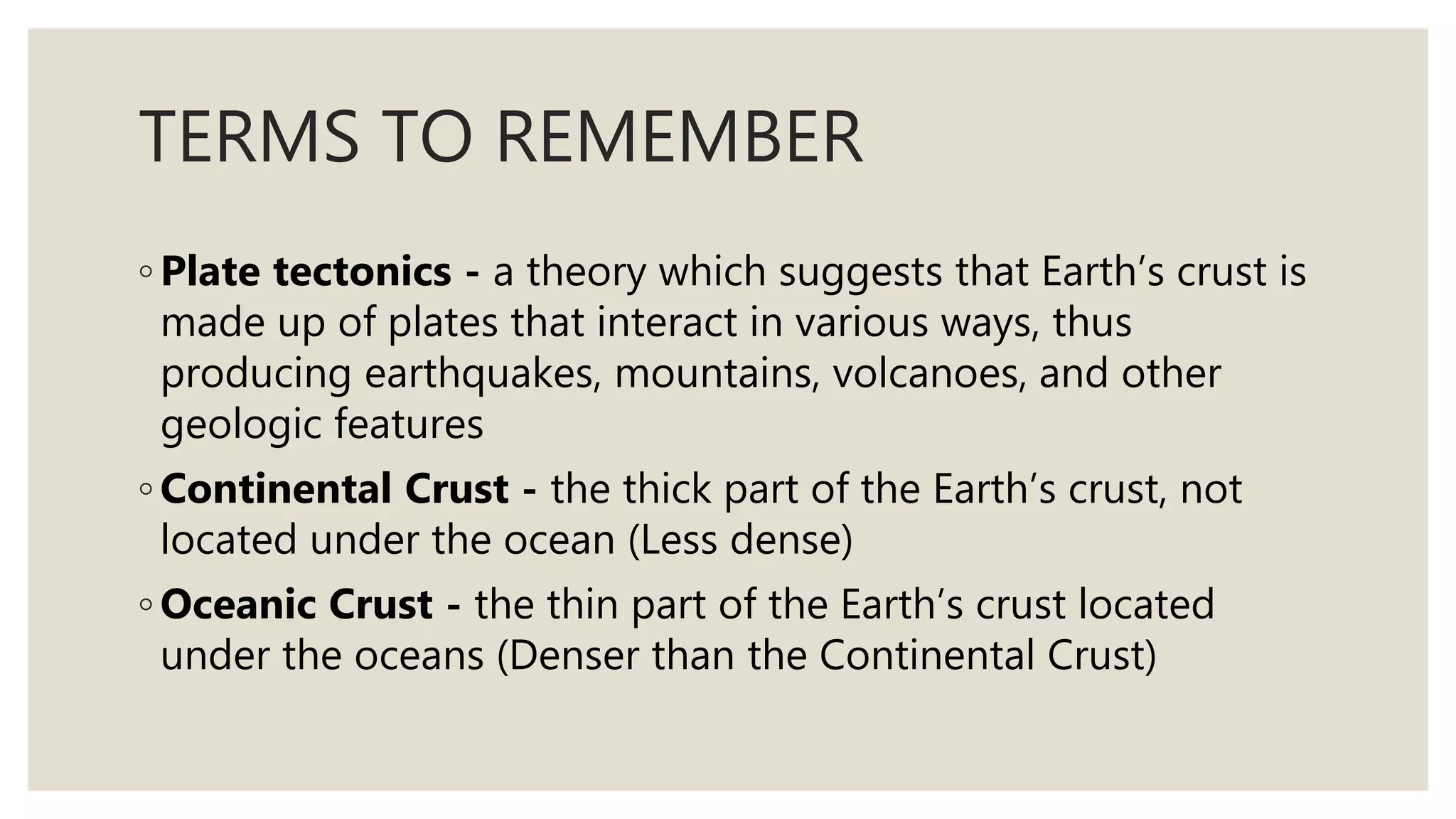 Plate tectonic terms | PPTX | Geography | Science