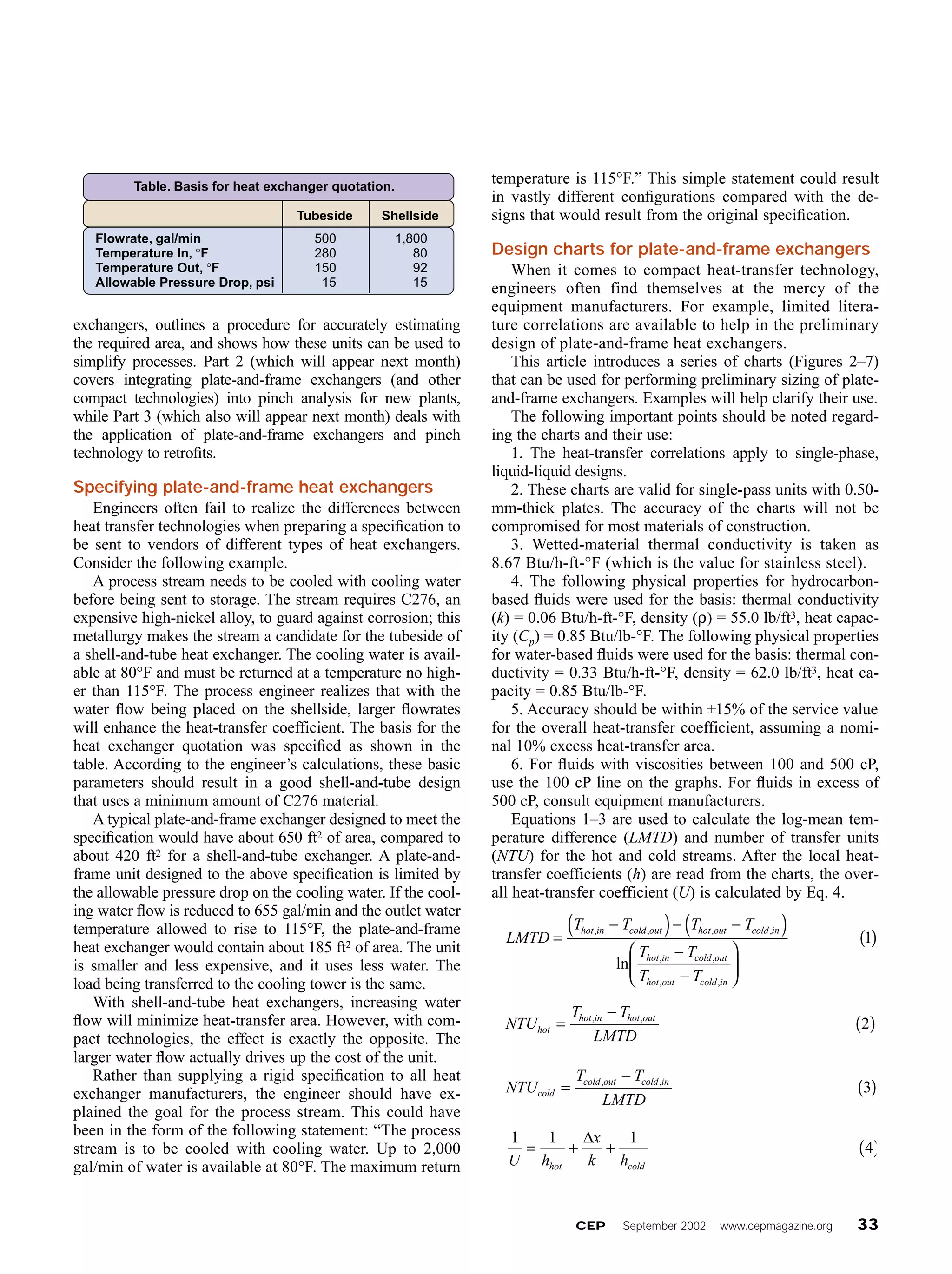 Plate and frame Heat Exchanger Sizing | PDF