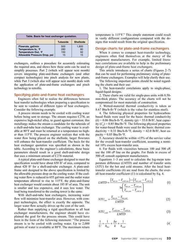 Plate and frame Heat Exchanger Sizing | PDF
