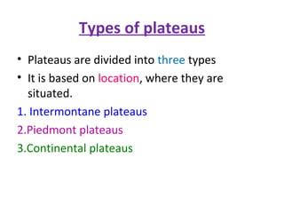 Plateaus nisar | PPT