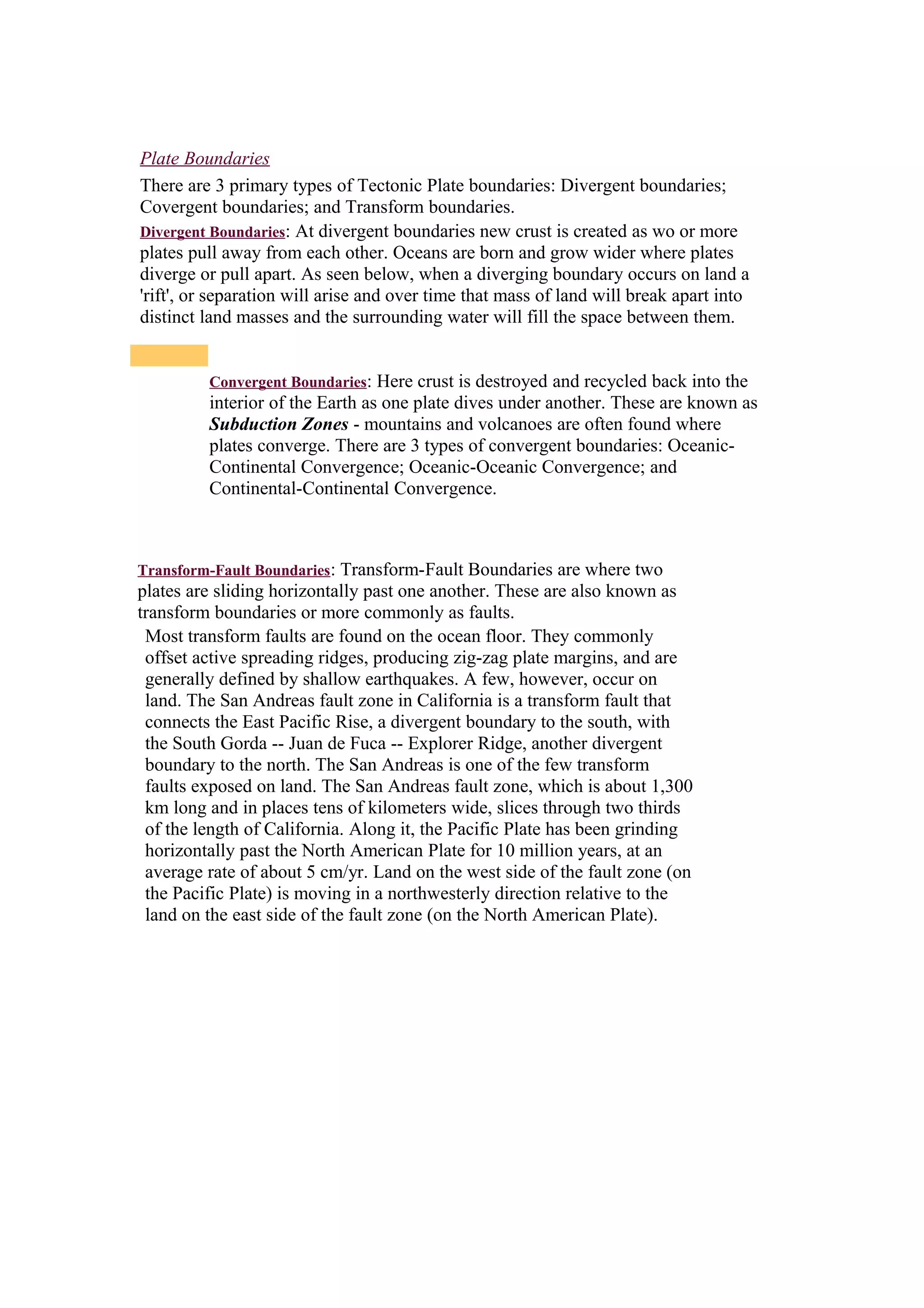 Plate boundaries | PDF