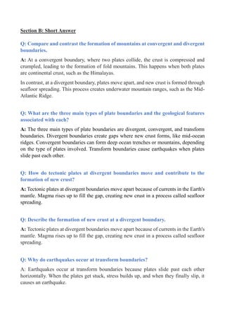Plate Boundaries - exam style questions | DOCX