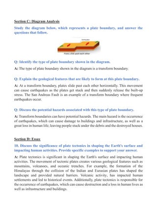 Plate Boundaries - exam style questions | DOCX