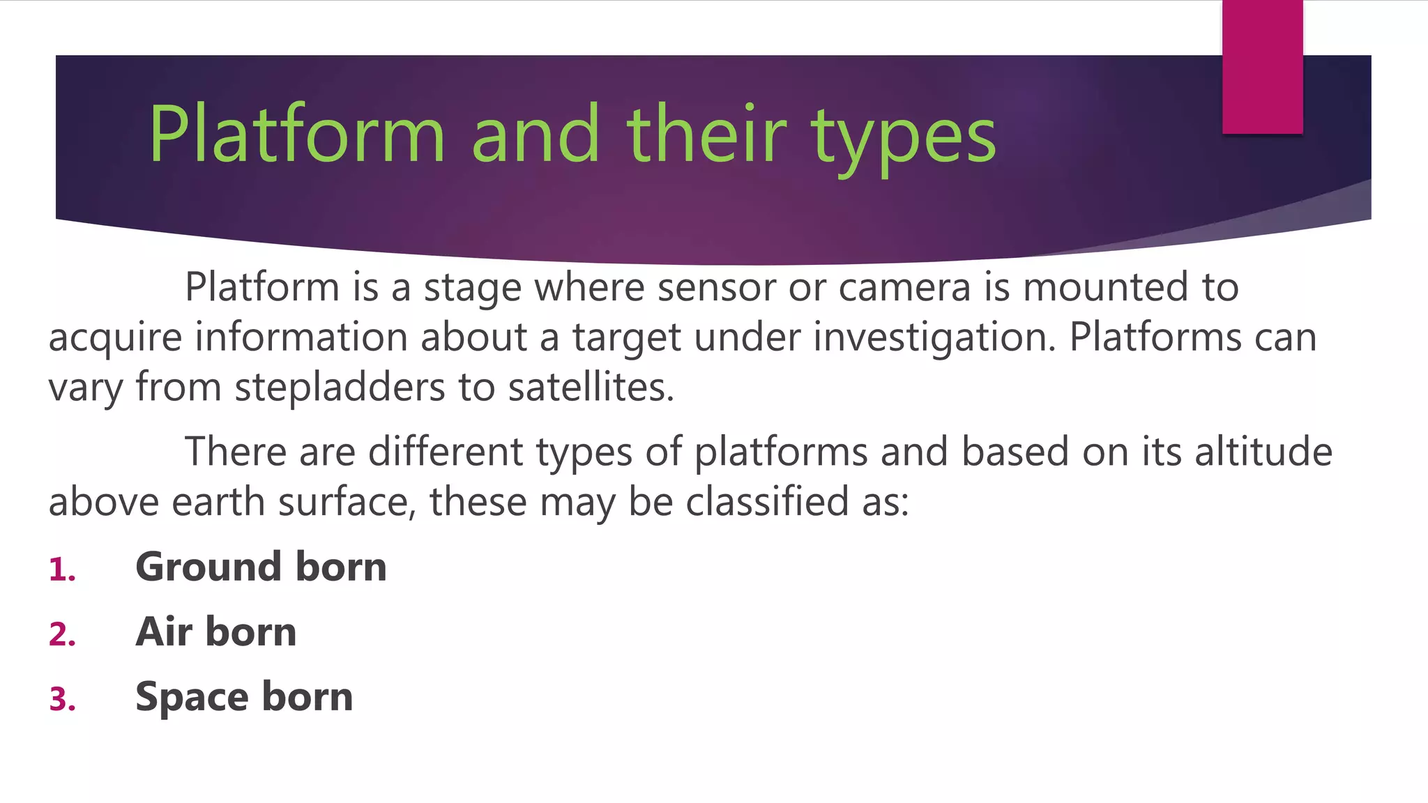Plateform and sensors of remote sensing | PPTX