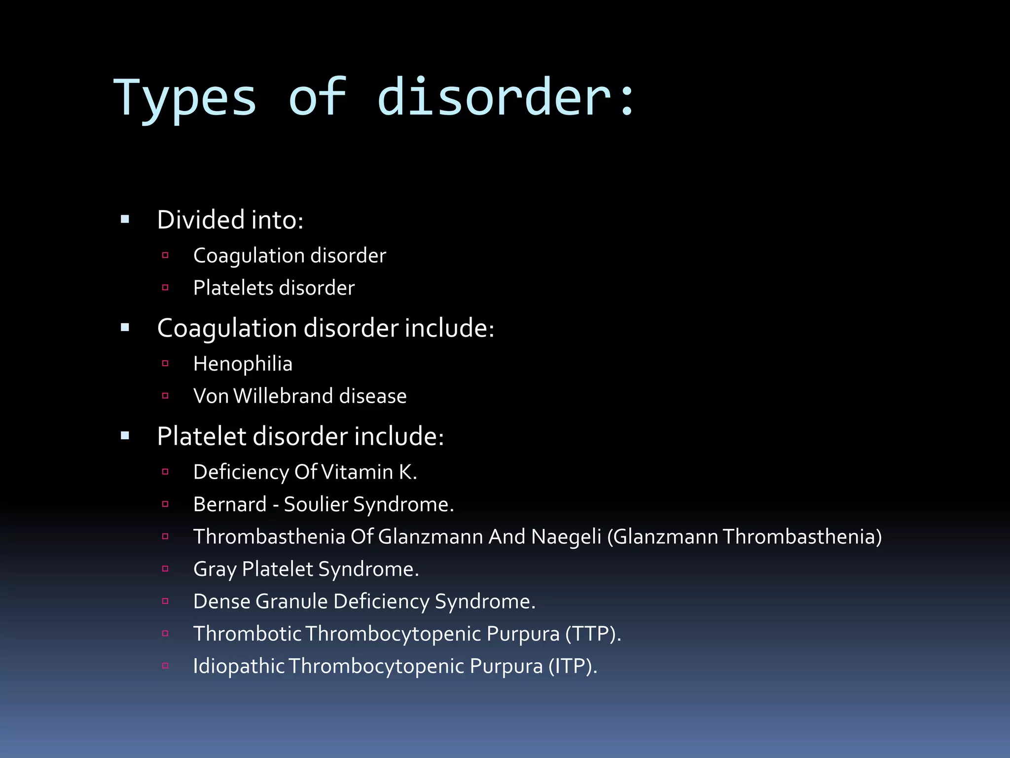 Platelet and coagulation disorder | PPTX