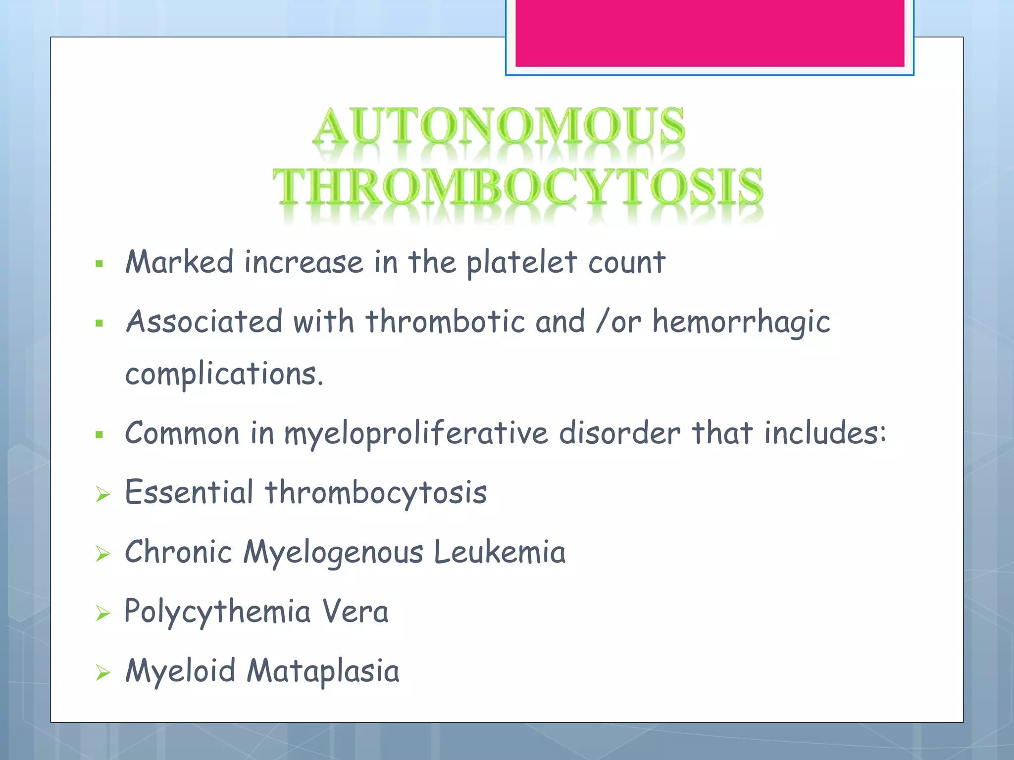 Platelet disorders | PPTX