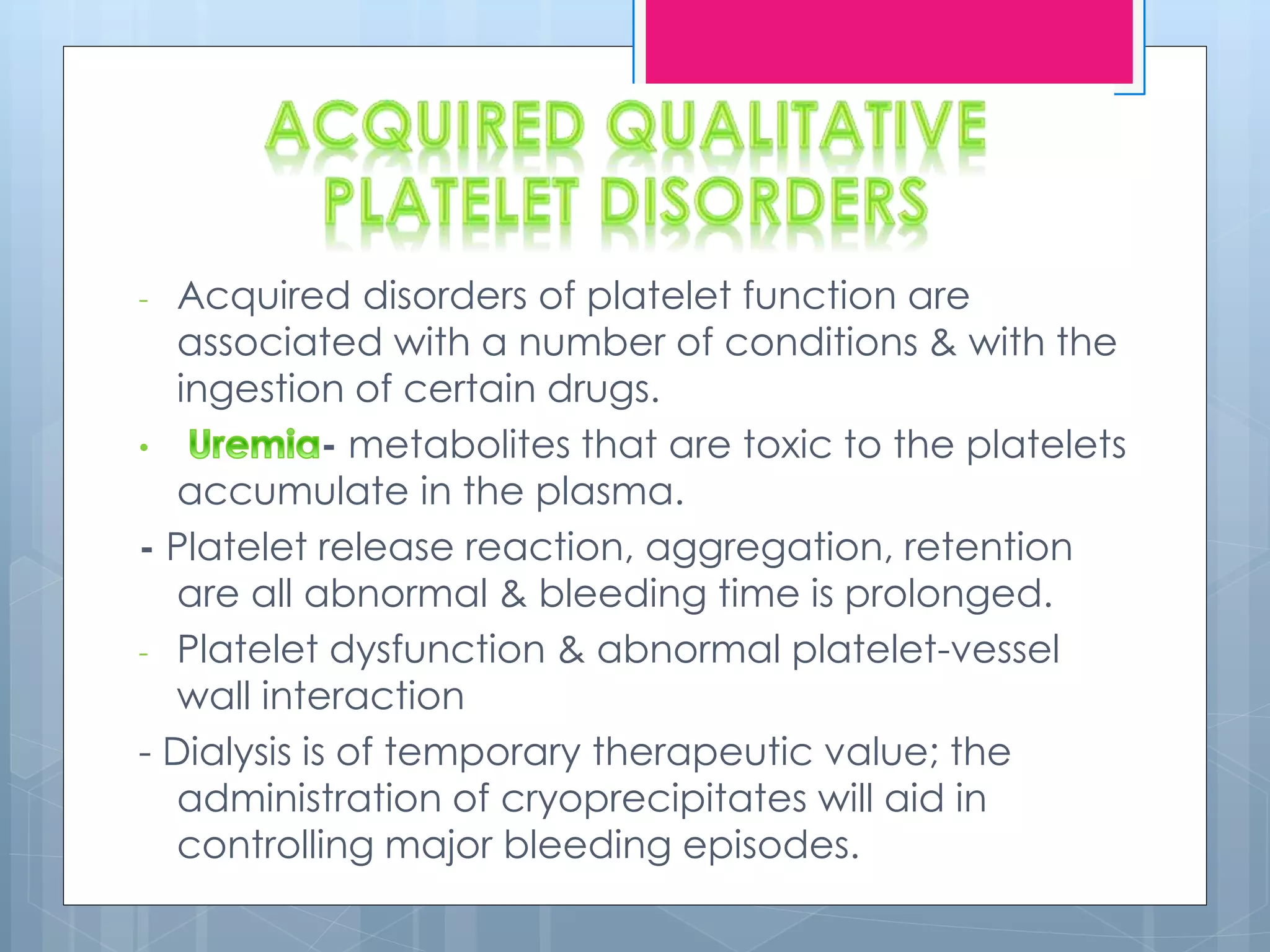 Platelet disorders | PPTX