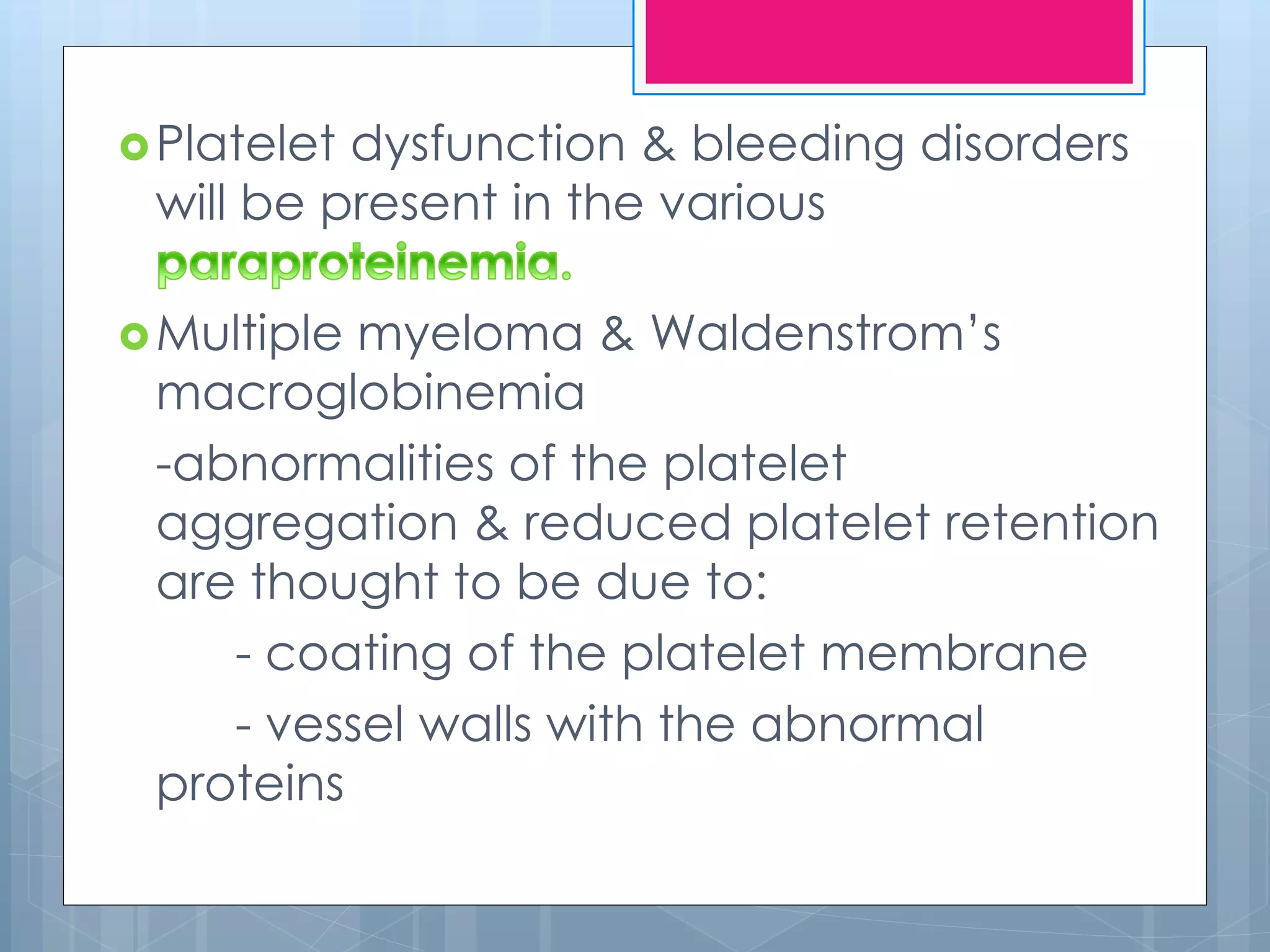 Platelet disorders | PPTX