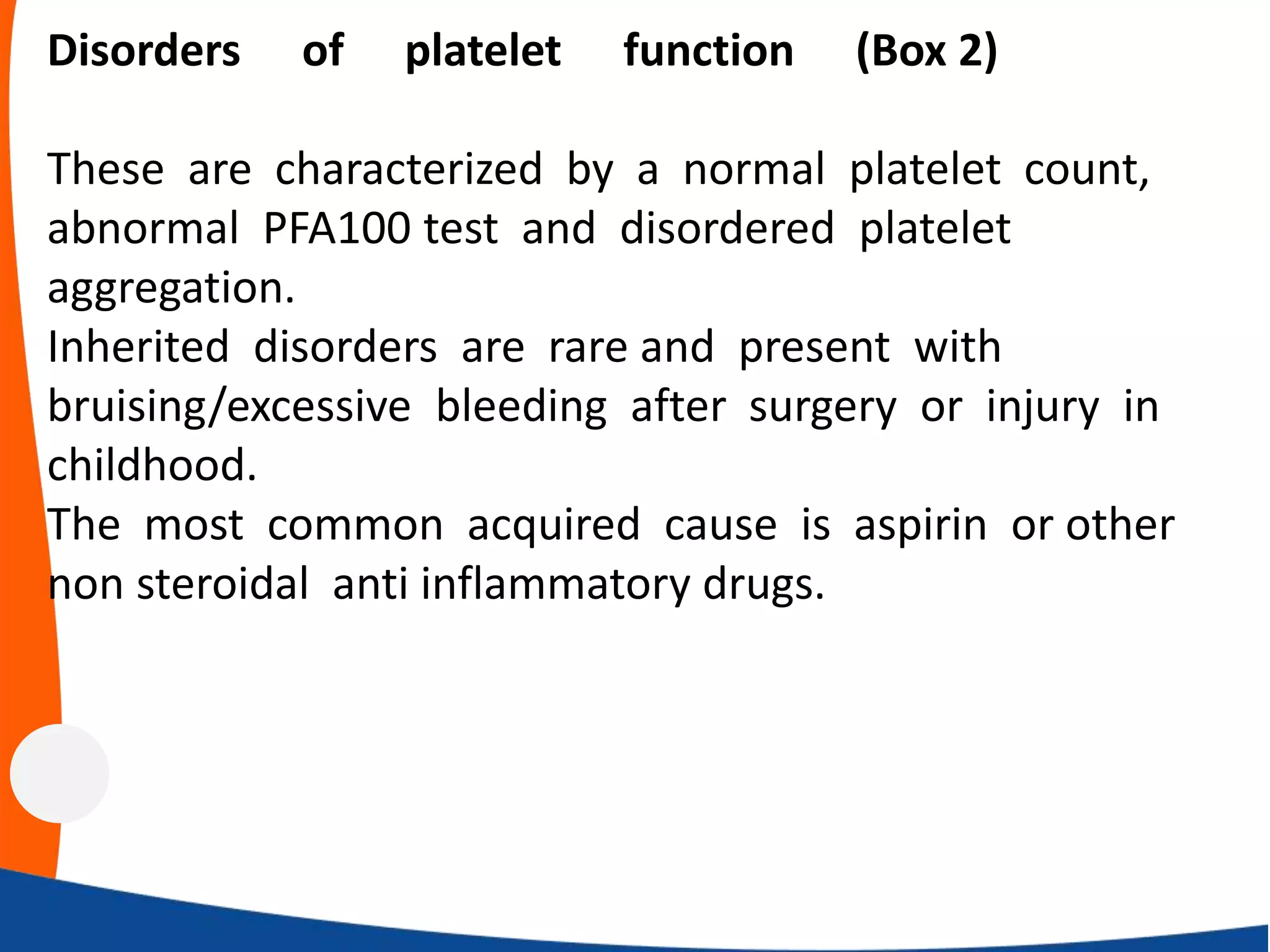 Platelet disorders Haematology | PPTX