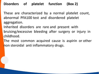 Platelet disorders Haematology | PPTX