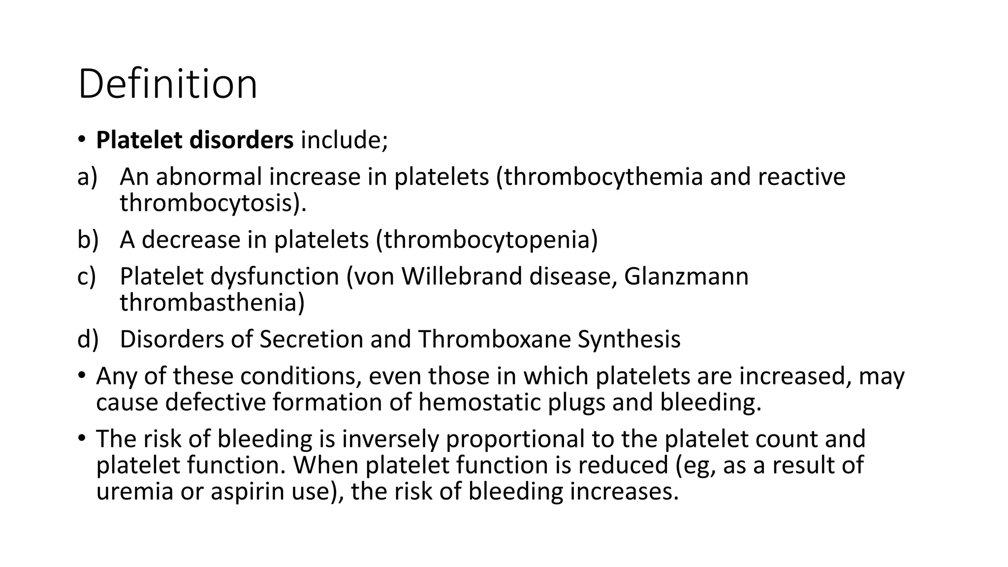 Platelet disorders summarized. ppt | PPTX