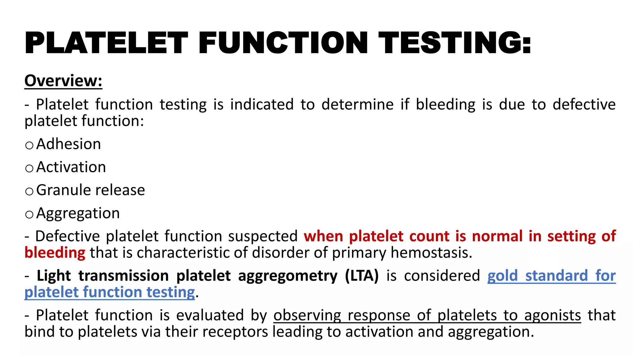 Platelet Function Tests | PPTX