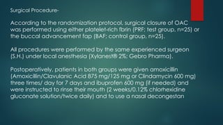 Platelet‑rich fibrin for management of OAF | PPTX