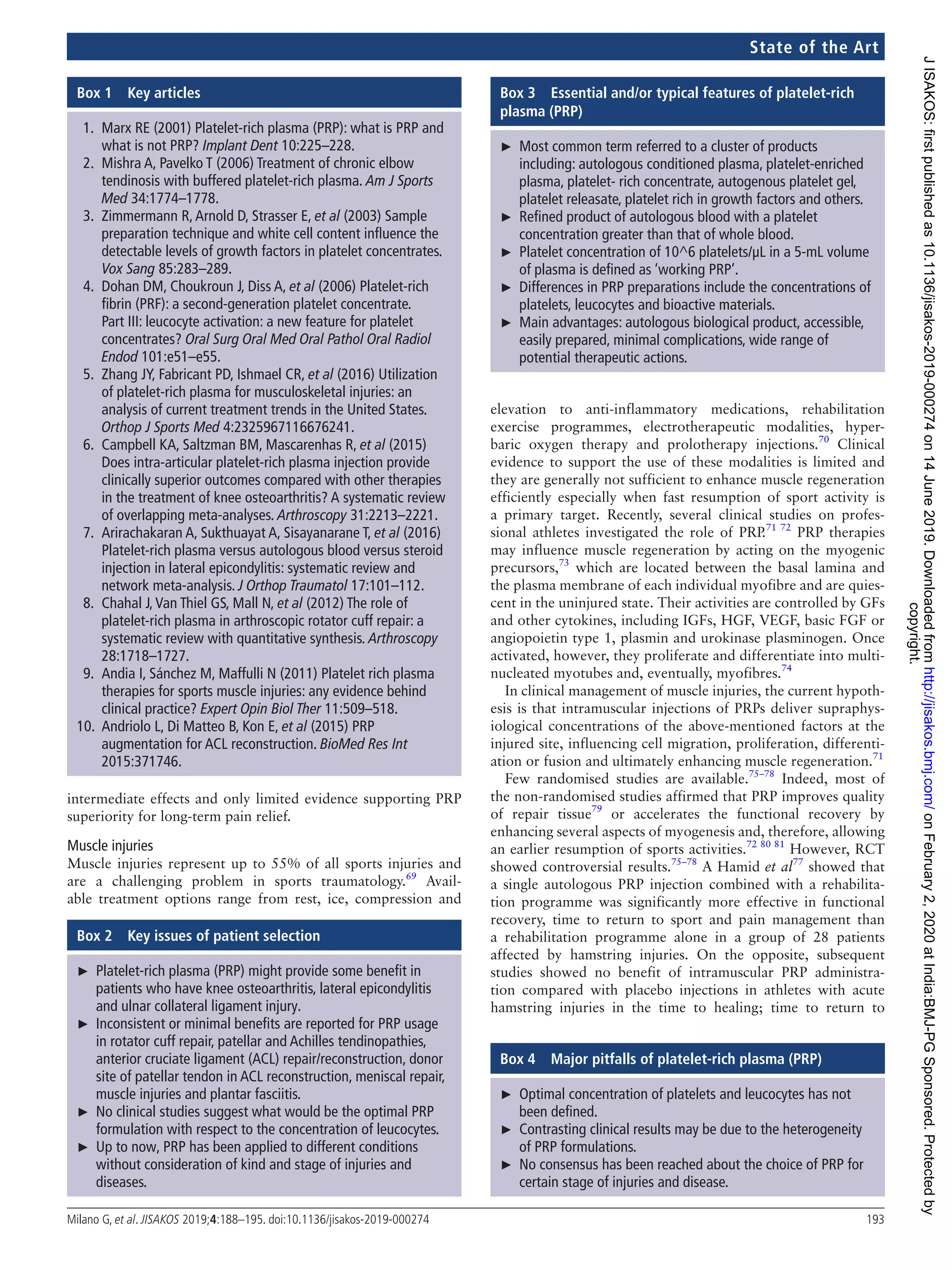 Platelet rich plasma (prp) in orthopaedic sports medicine | PDF
