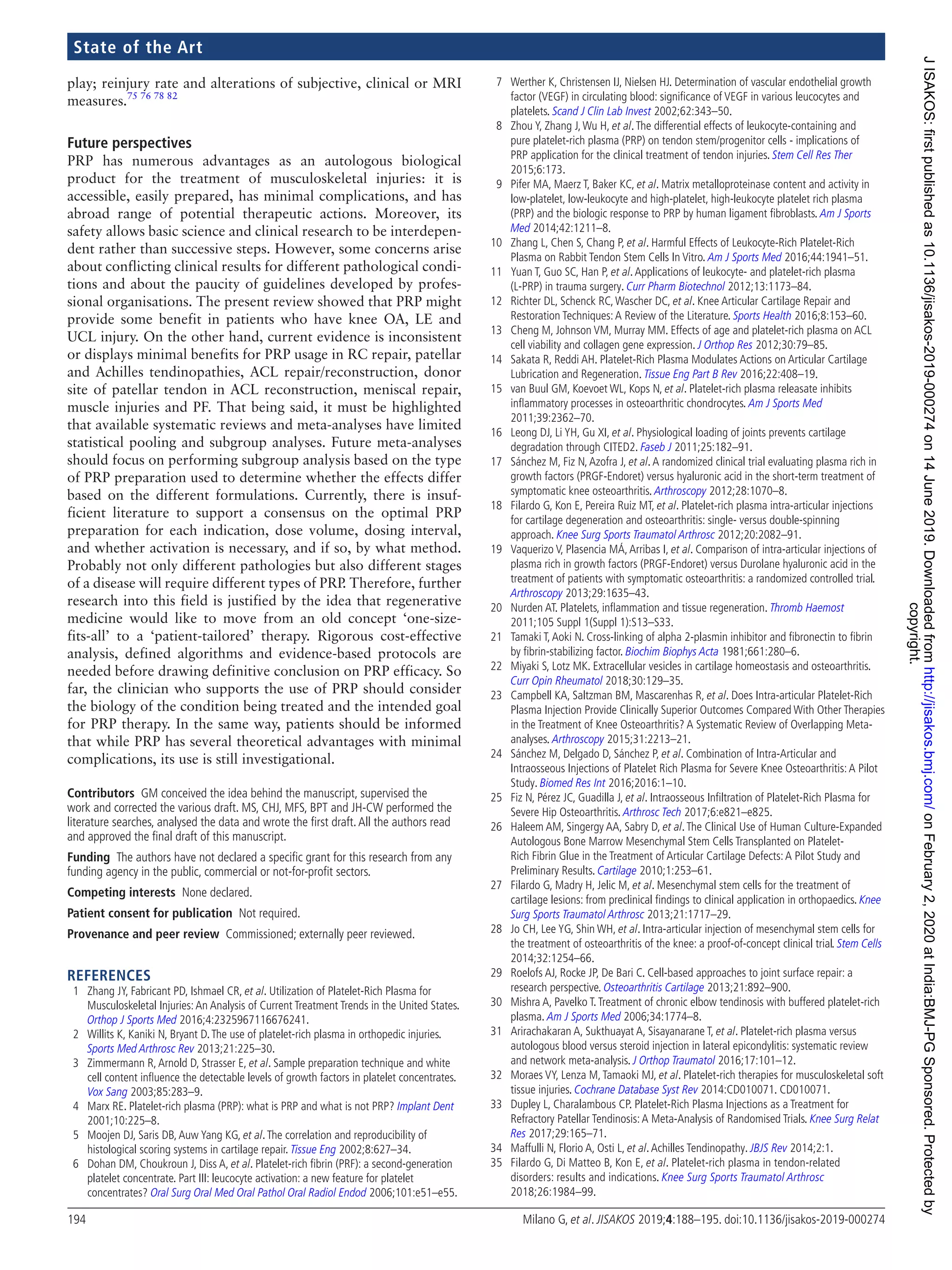 Platelet rich plasma (prp) in orthopaedic sports medicine | PDF ...