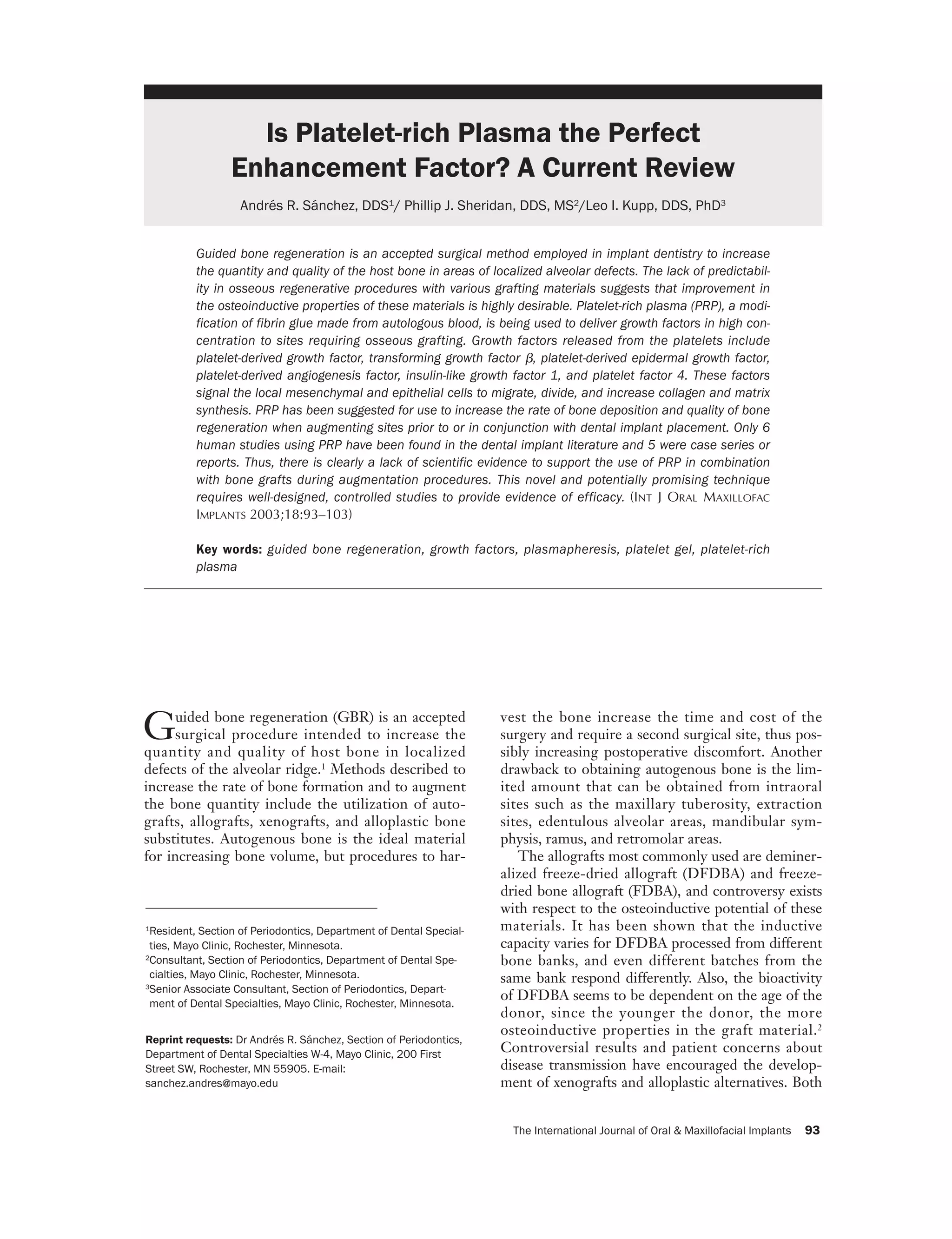 Platelet Rich Plasma Review | PDF