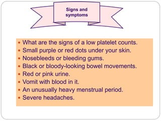 Platelets disorder | PPTX | Blood Disorders | Diseases and Conditions