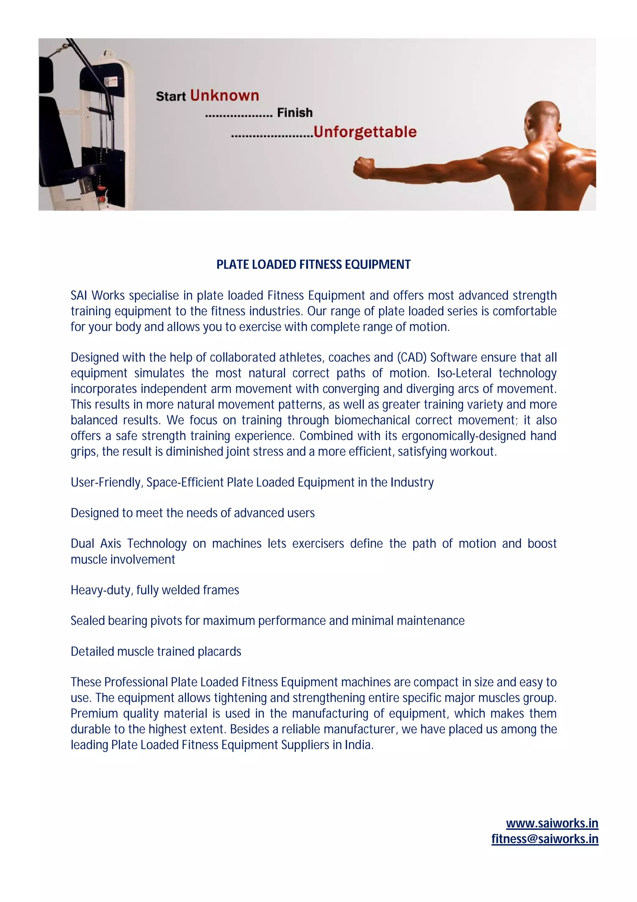 Plate Loaded Fitness Equipment - Sai Works | PDF