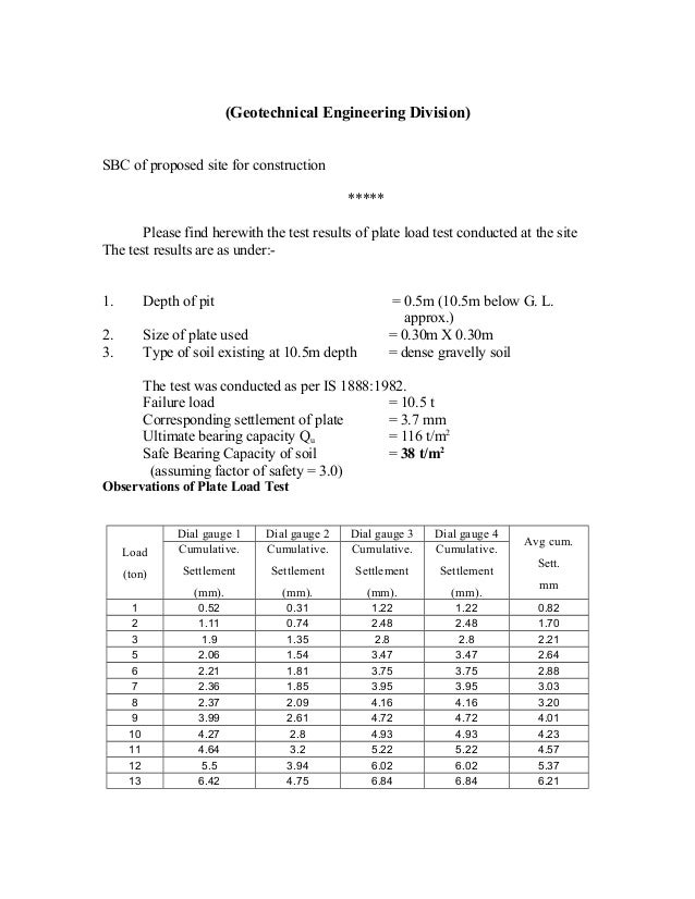 Plate load test observation and calculation Plate load test image (us…