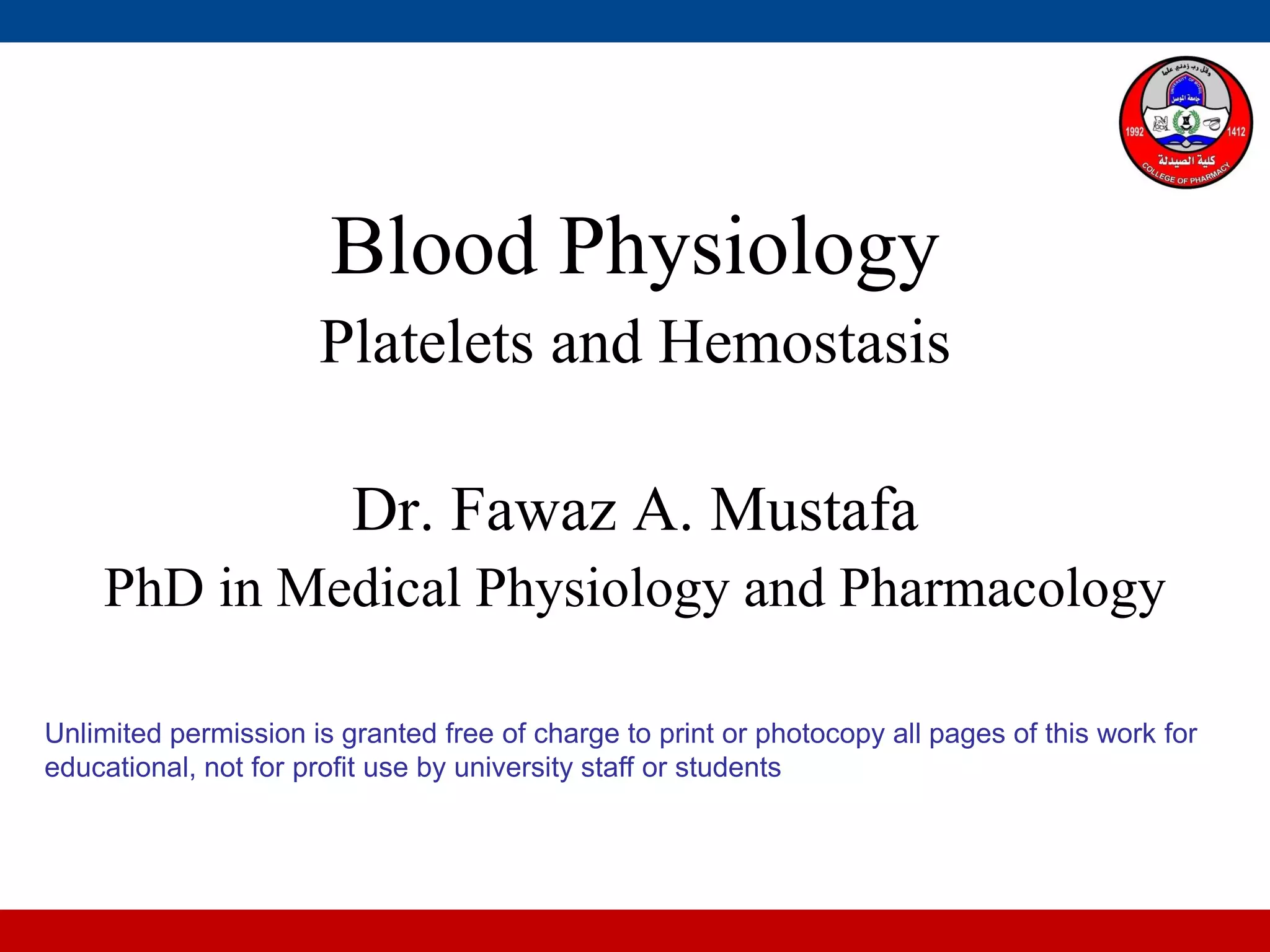 Blood Physiology: Part IV: Platelets and hemostasis | PDF | Blood ...