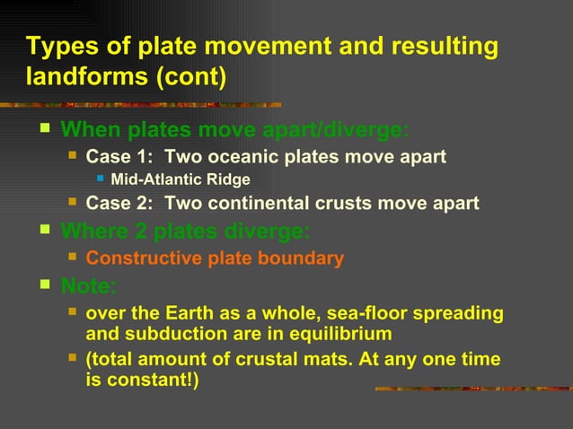 Plate movement and resultant landscape | PPT
