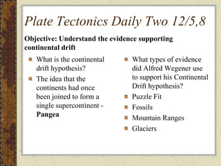 Plate Tec Daily Two | PPTX | Geology | Science