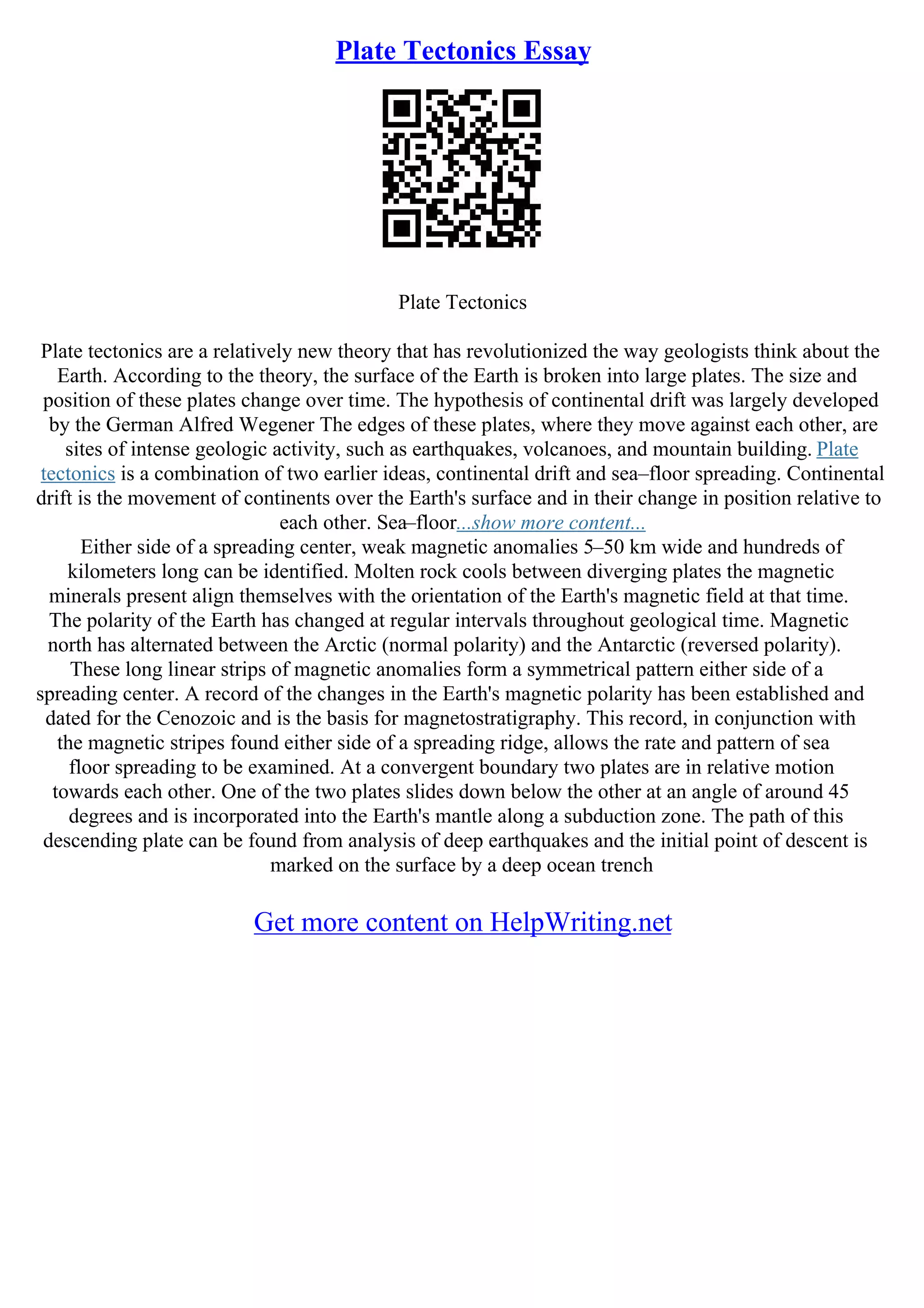 Plate Tectonics Essay | PDF