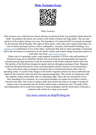 Plate Tectonics Essay | PDF