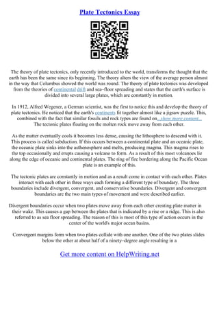 Plate Tectonics Essay | PDF