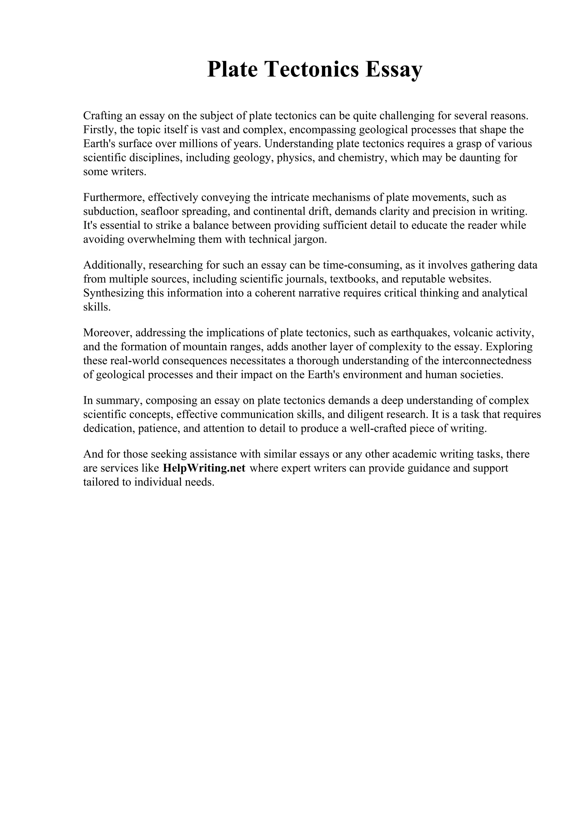 Plate Tectonics Essay. Community College of Beaver County | PDF