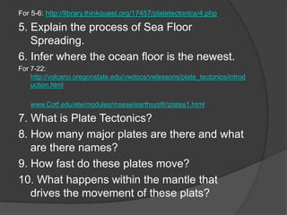 Plate tectonics web quest | PPTX