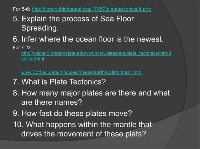 Plate tectonics web quest | PPTX