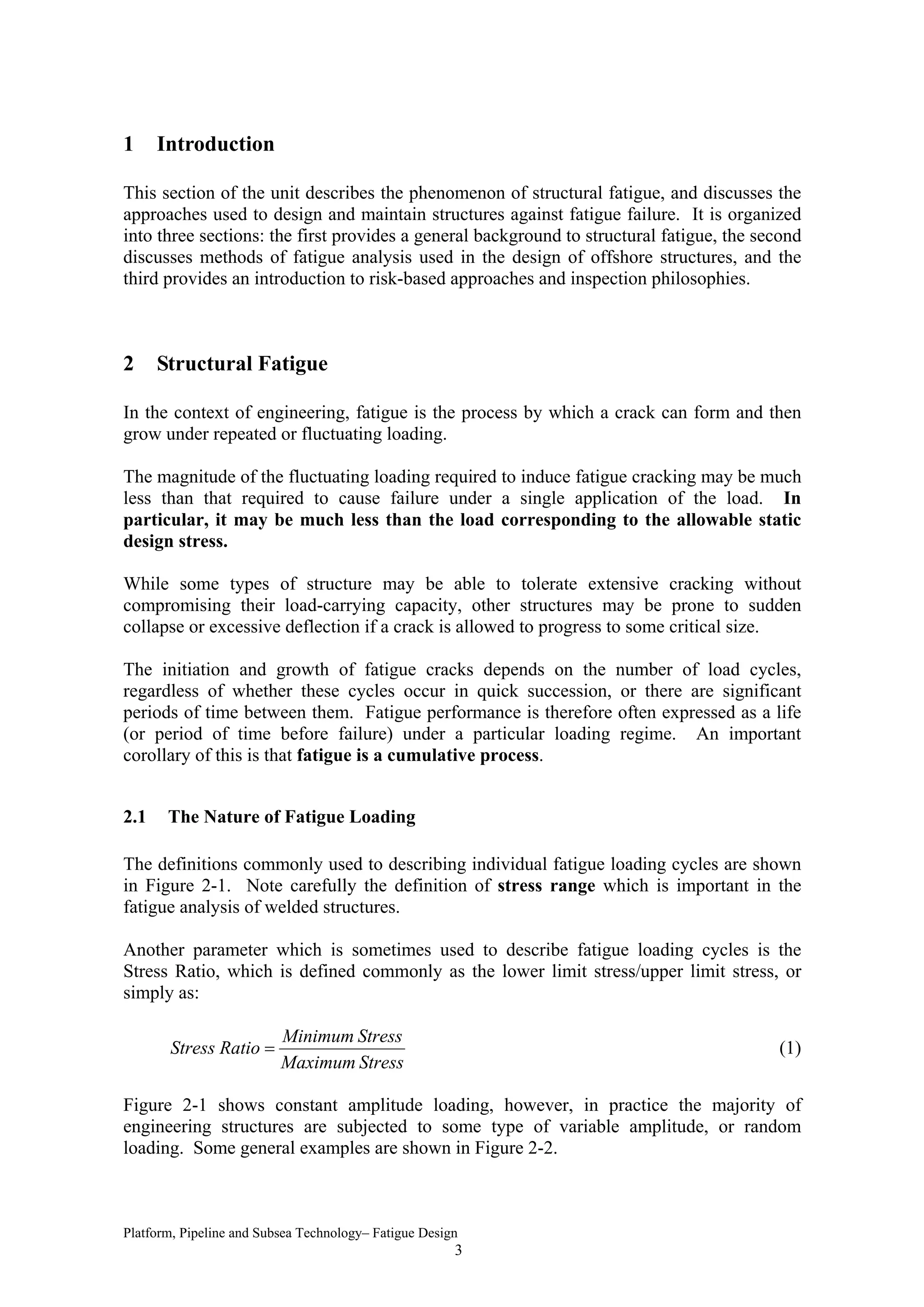 Platform pipeline-subsea technology fatigue design | PDF