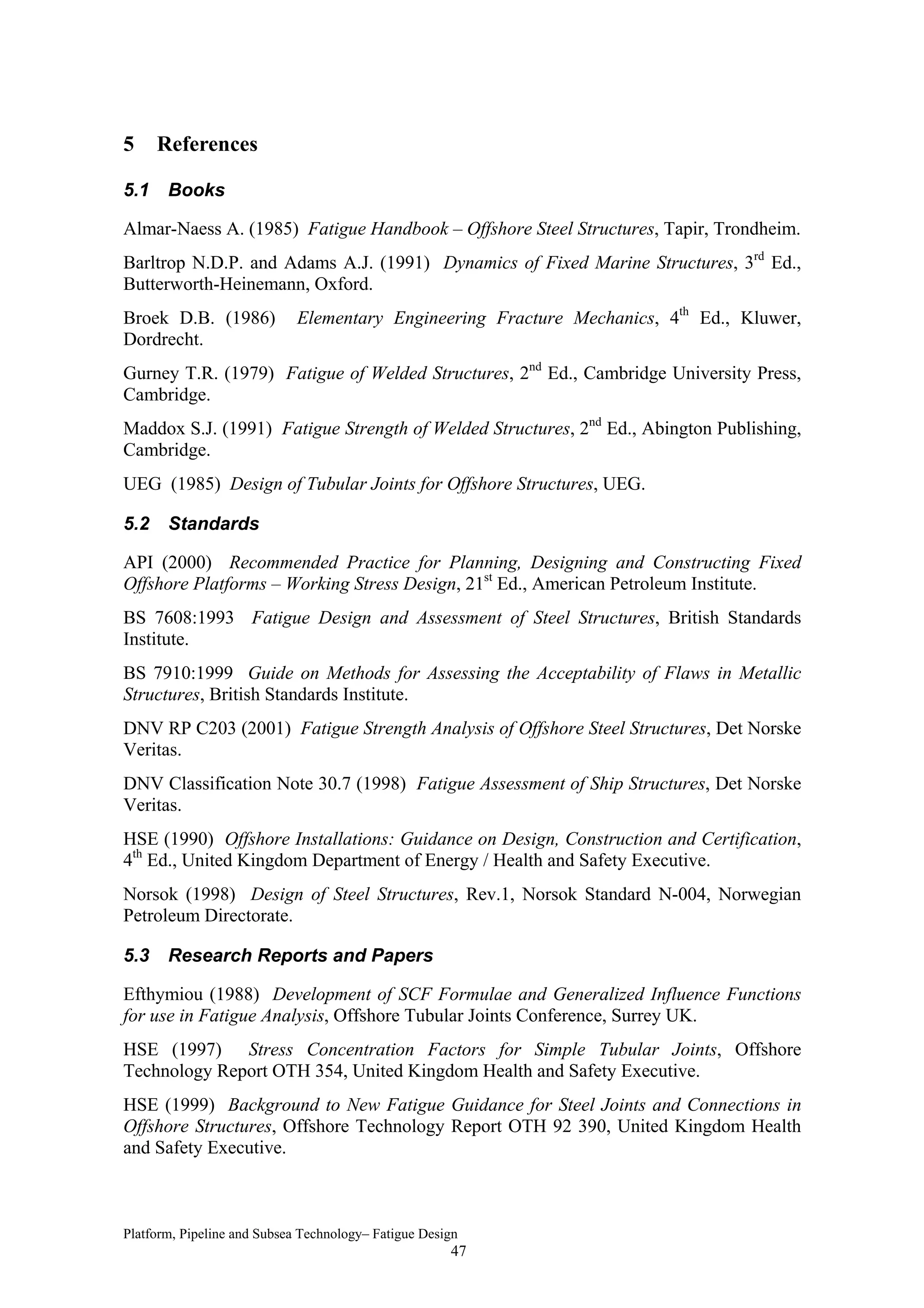 Platform pipeline-subsea technology fatigue design | PDF