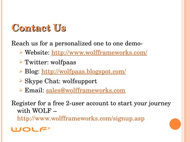 Introduction to WOLF Platform As A Service | PPT