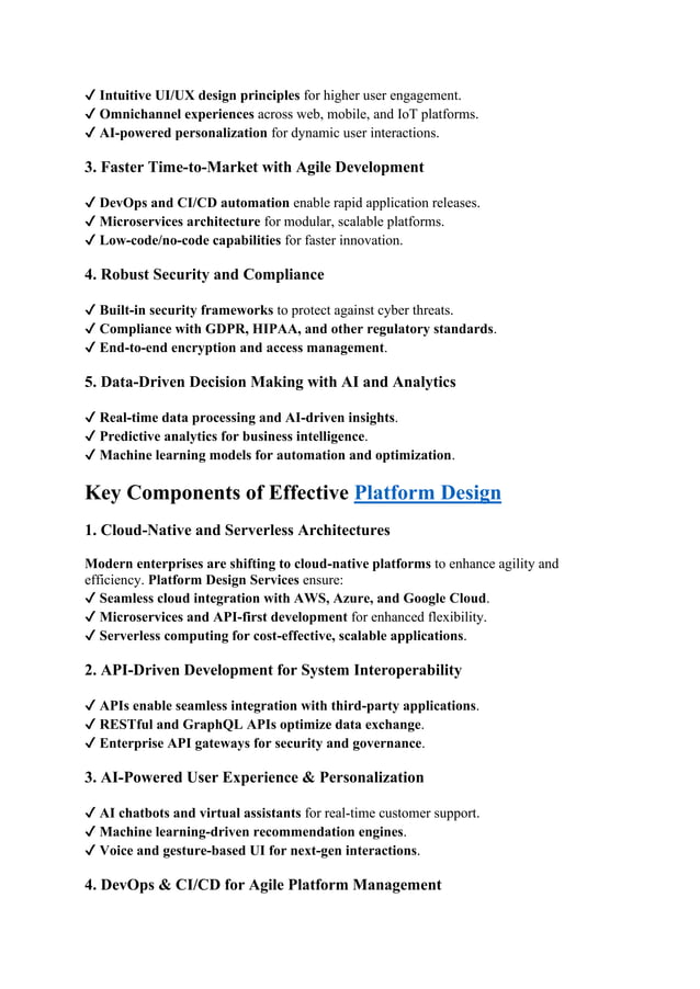Transforming Digital Experiences with Cutting-Edge Platform Design Services | PDF