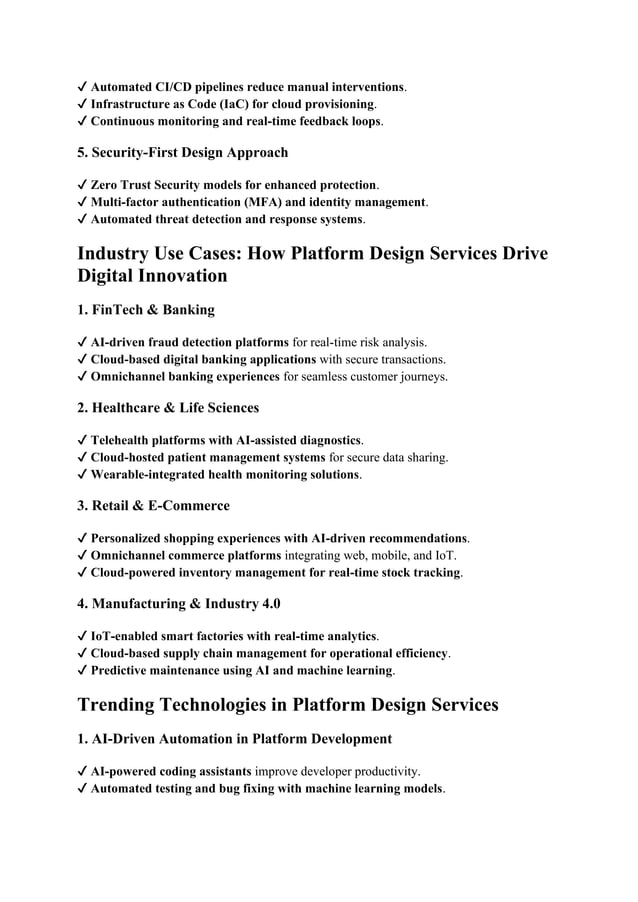 Transforming Digital Experiences with Cutting-Edge Platform Design Services | PDF