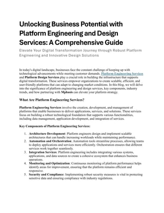 Unlocking Business Potential with Platform Engineering and Design Services: A Comprehensive ...