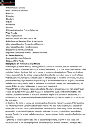 Platinum Group Metals: Issues and Opportunities | PDF