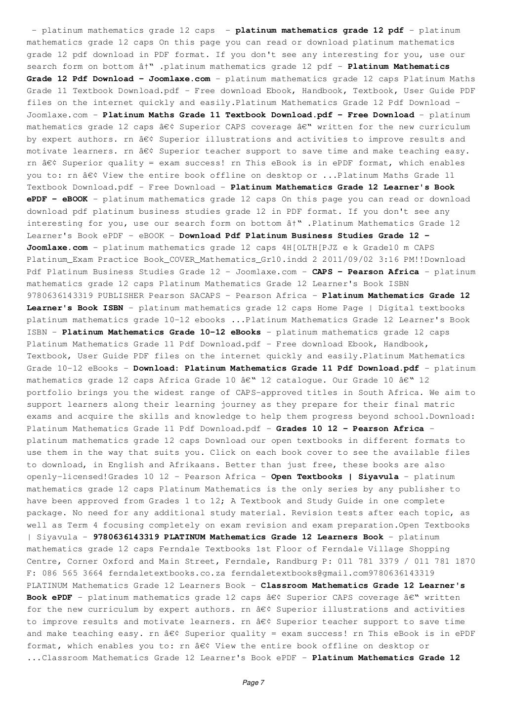 DOWNLOAD Platinum Mathematics Grade 12 Caps download-platinum-mathematics-grade-12-caps