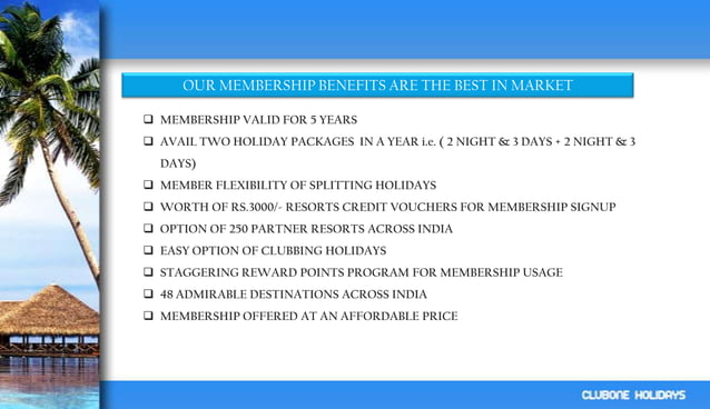 Club One Holidays - Holiday Membership | PPTX