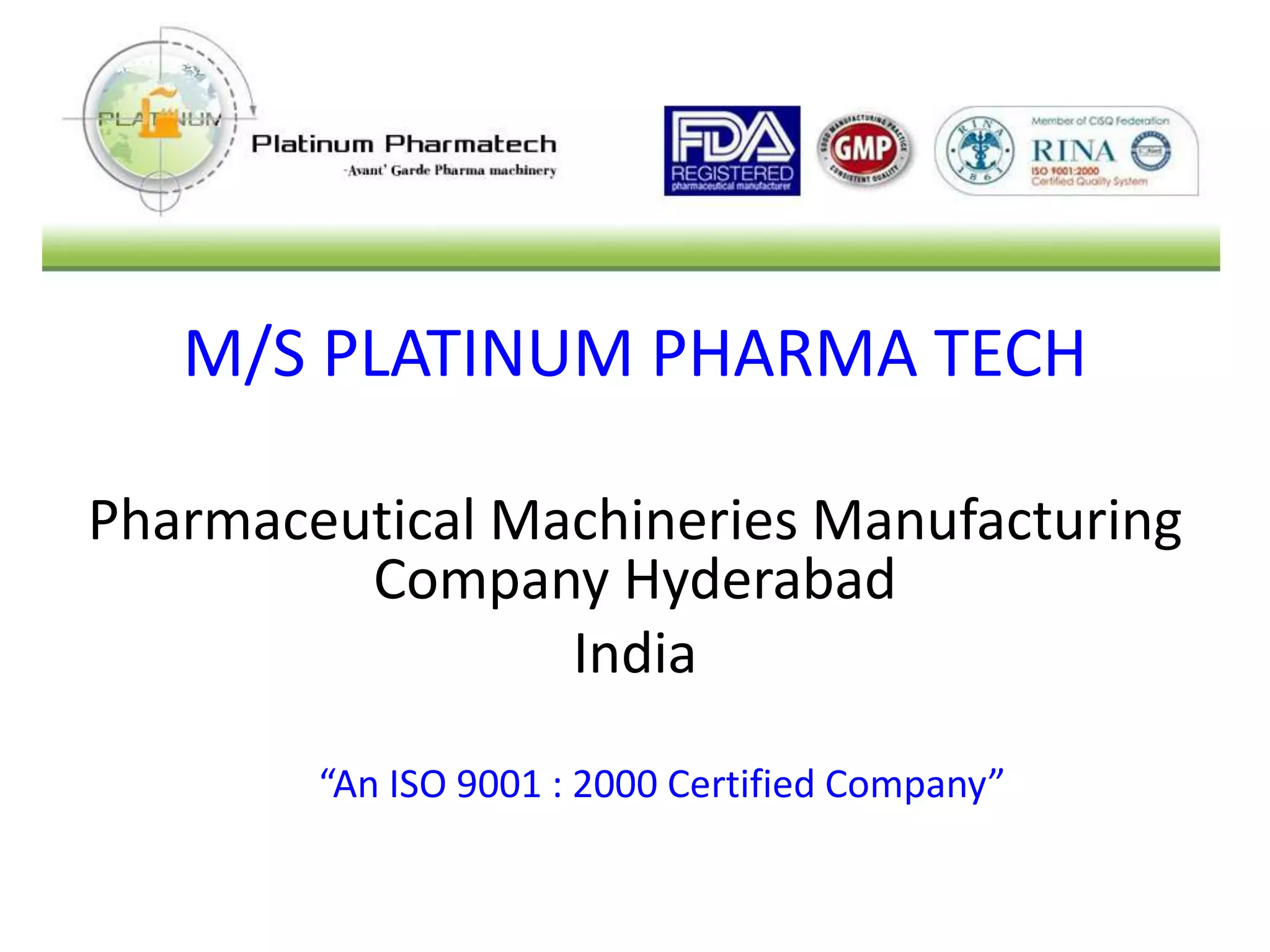 Platinum Pharmatech Hyderabad India | PPTX