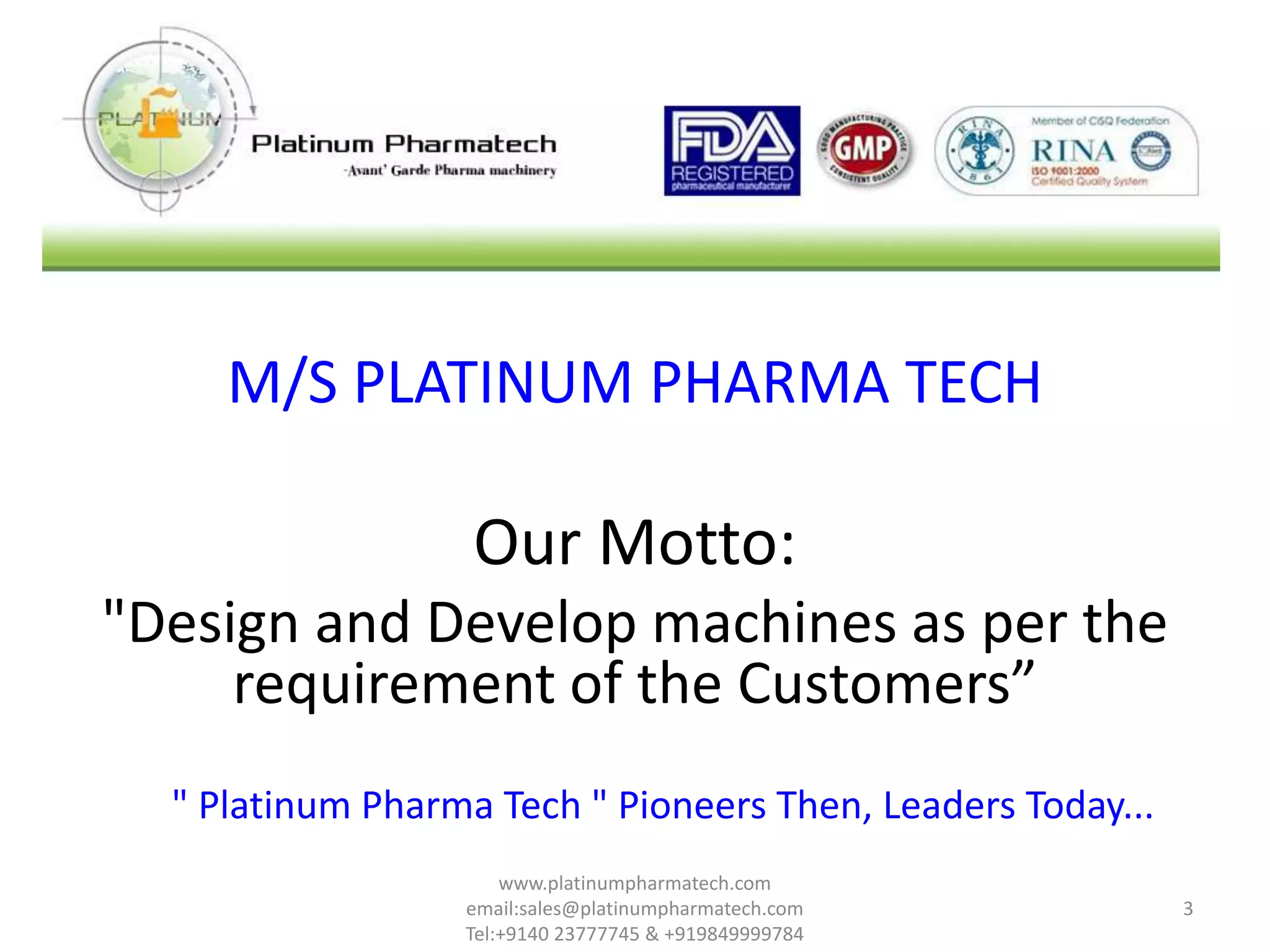 Platinum Pharmatech Hyderabad India | PPTX