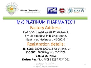 Platinum Pharmatech Hyderabad India | PPTX