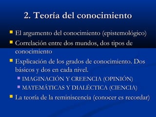 Platón: esquema de su pensamiento. | PPT