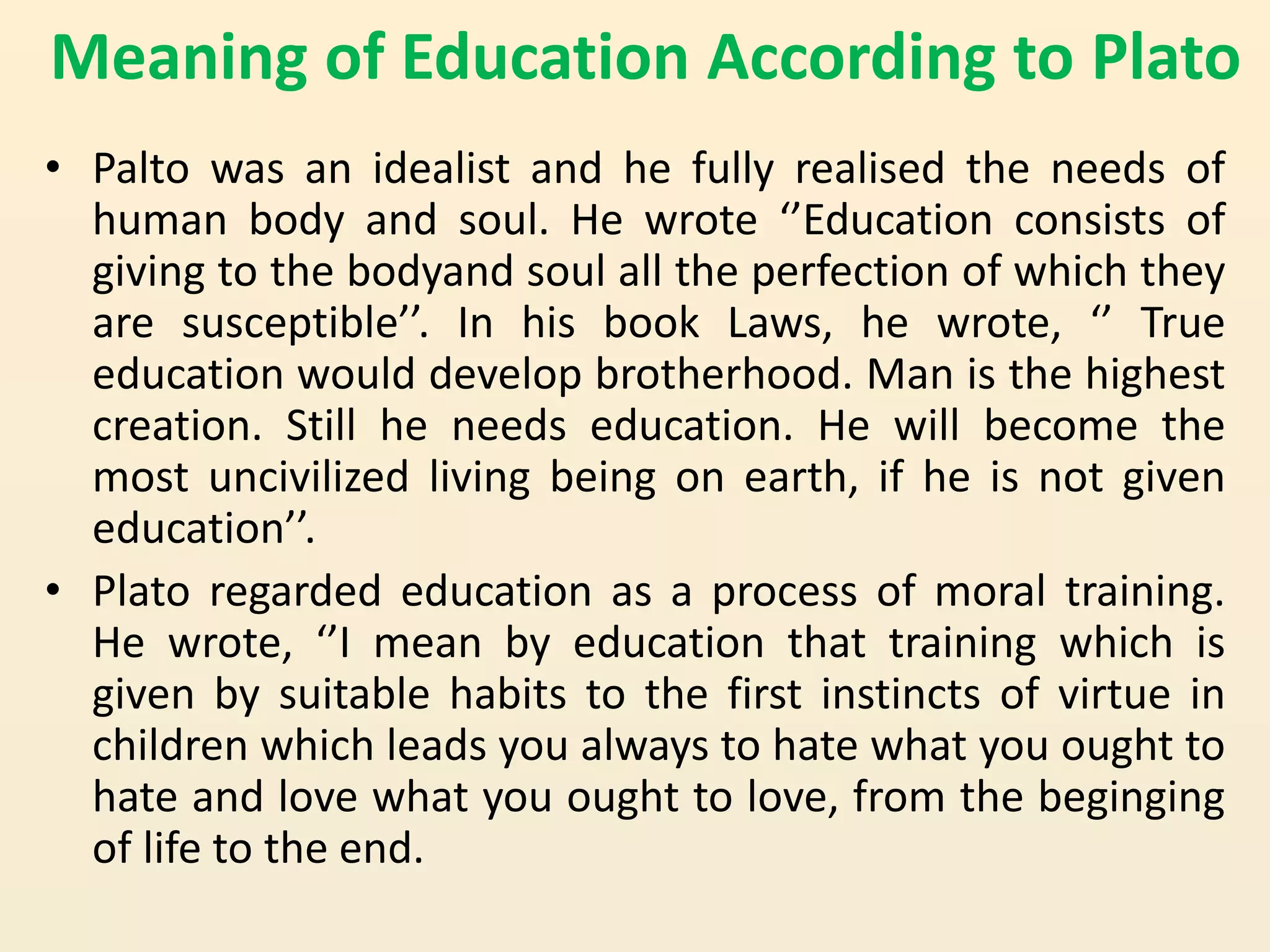 Educational philosophy of Plato | PDF
