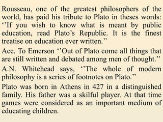 Educational philosophy of Plato | PDF
