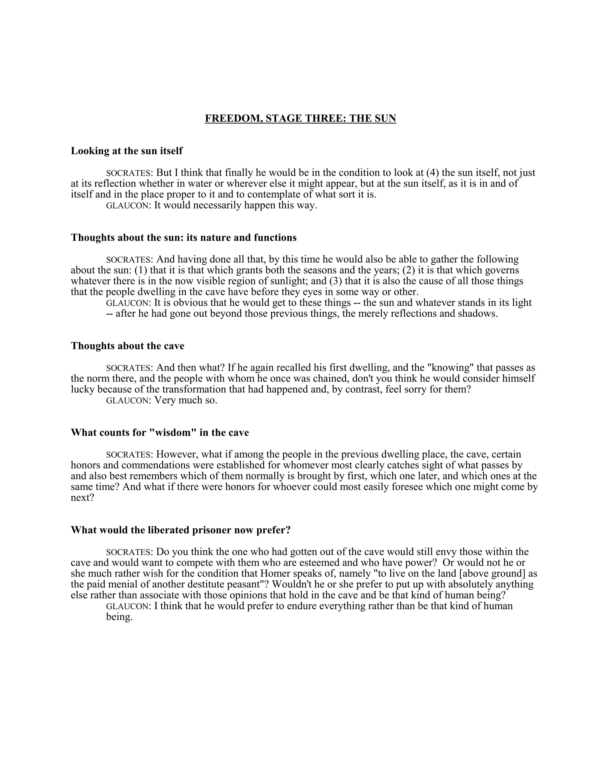 Allegory of the cave by Plato | PDF