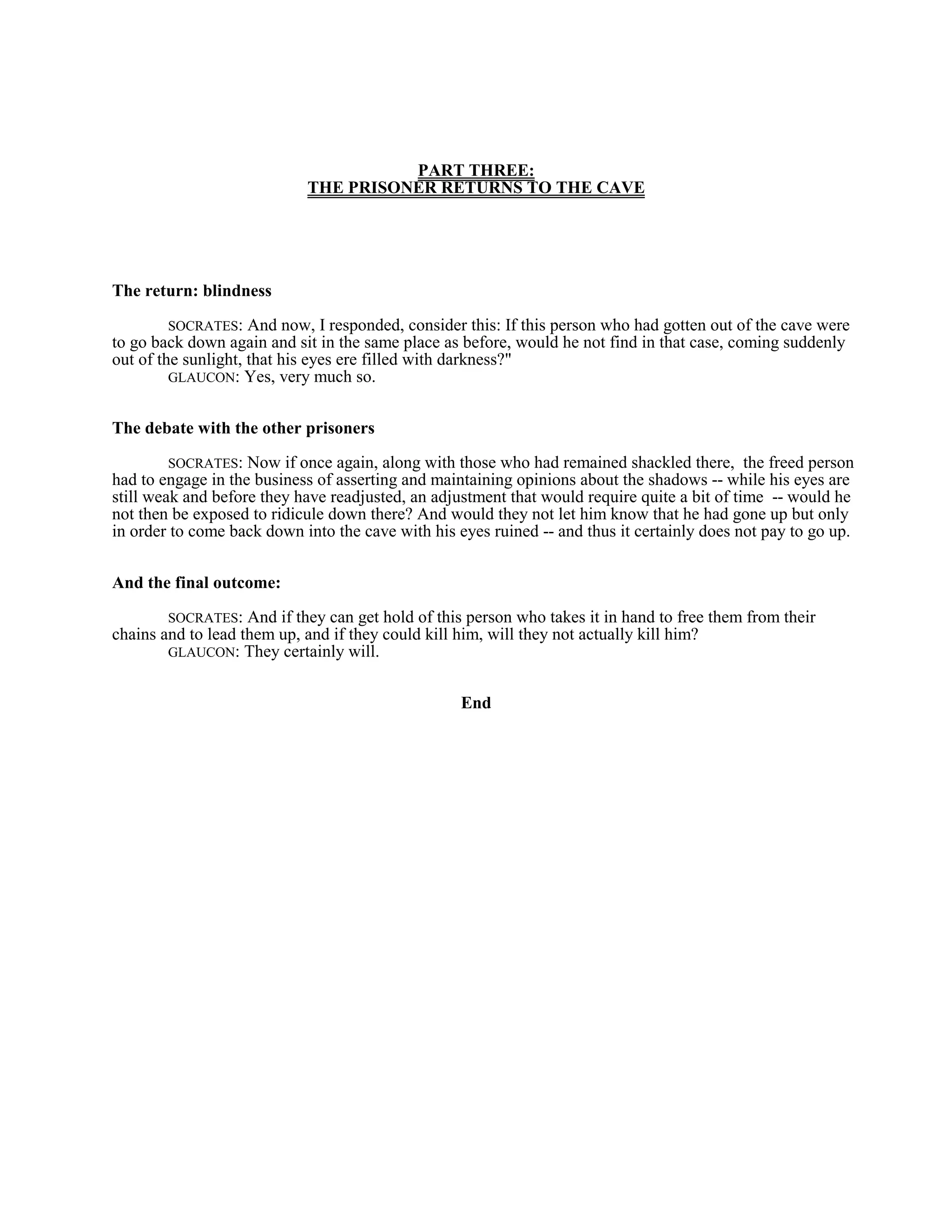 Allegory of the cave by Plato | PDF